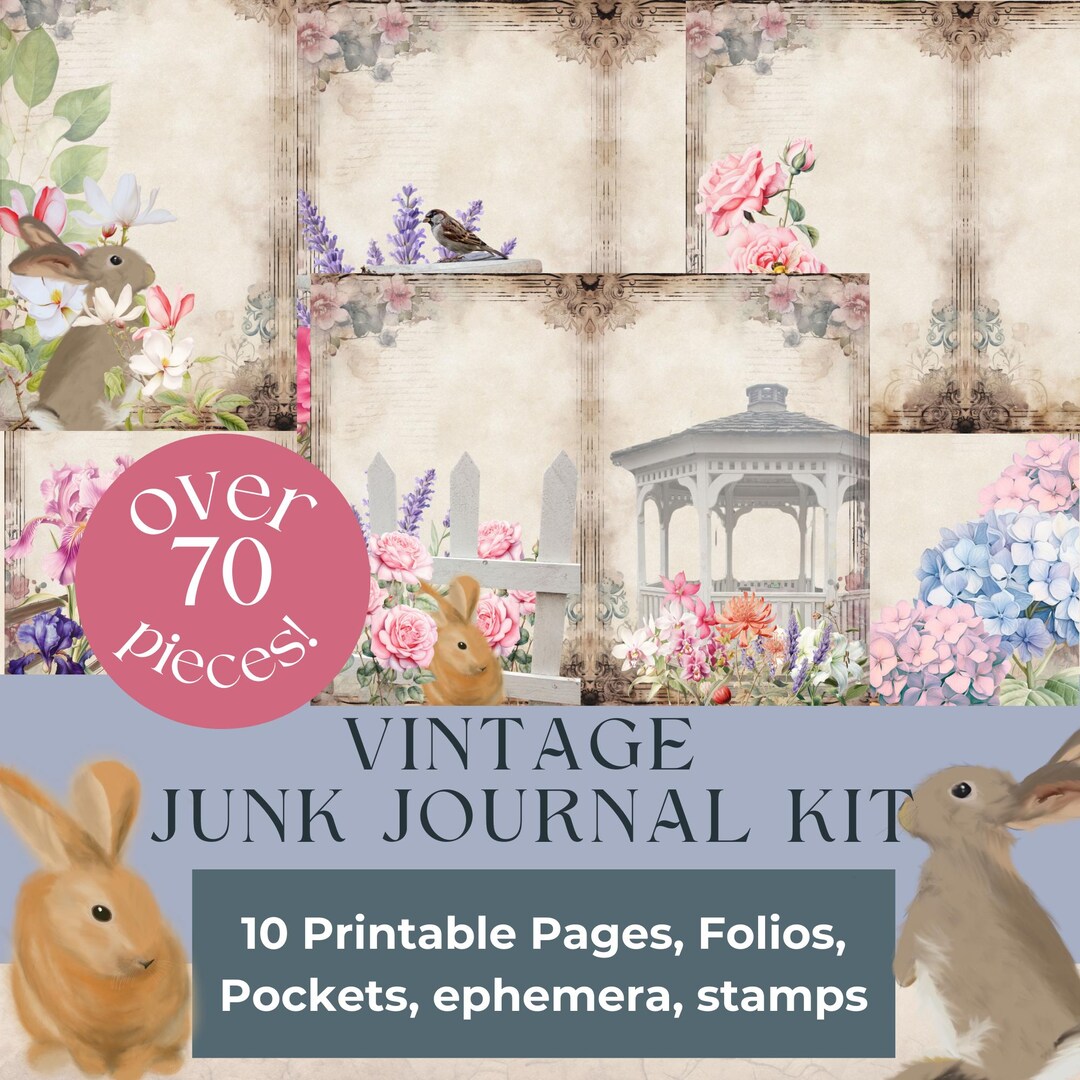 Vintage Garden Junk Journal Kit, Flower Junk Journal Pages, Botanical ...