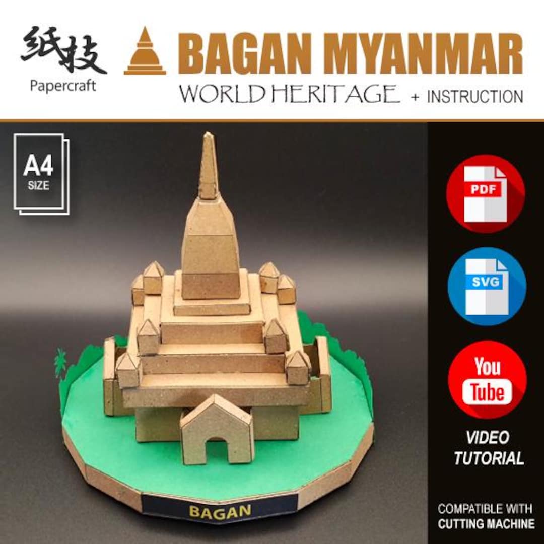 Bagan Papercraft, Myanmar Papercraft, Pagoda Papercraft, PDF, SVG, File for Print, Cricut ...