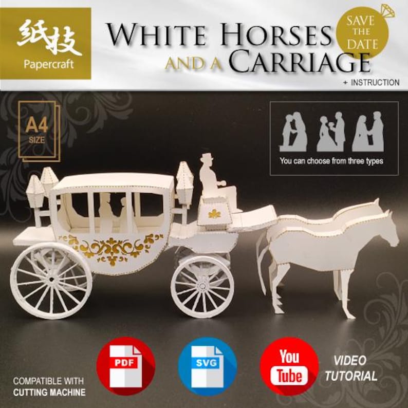 White Horse & Carriage, Chariot, Wagon, Marriage, Wedding, Bidal, Groom ...