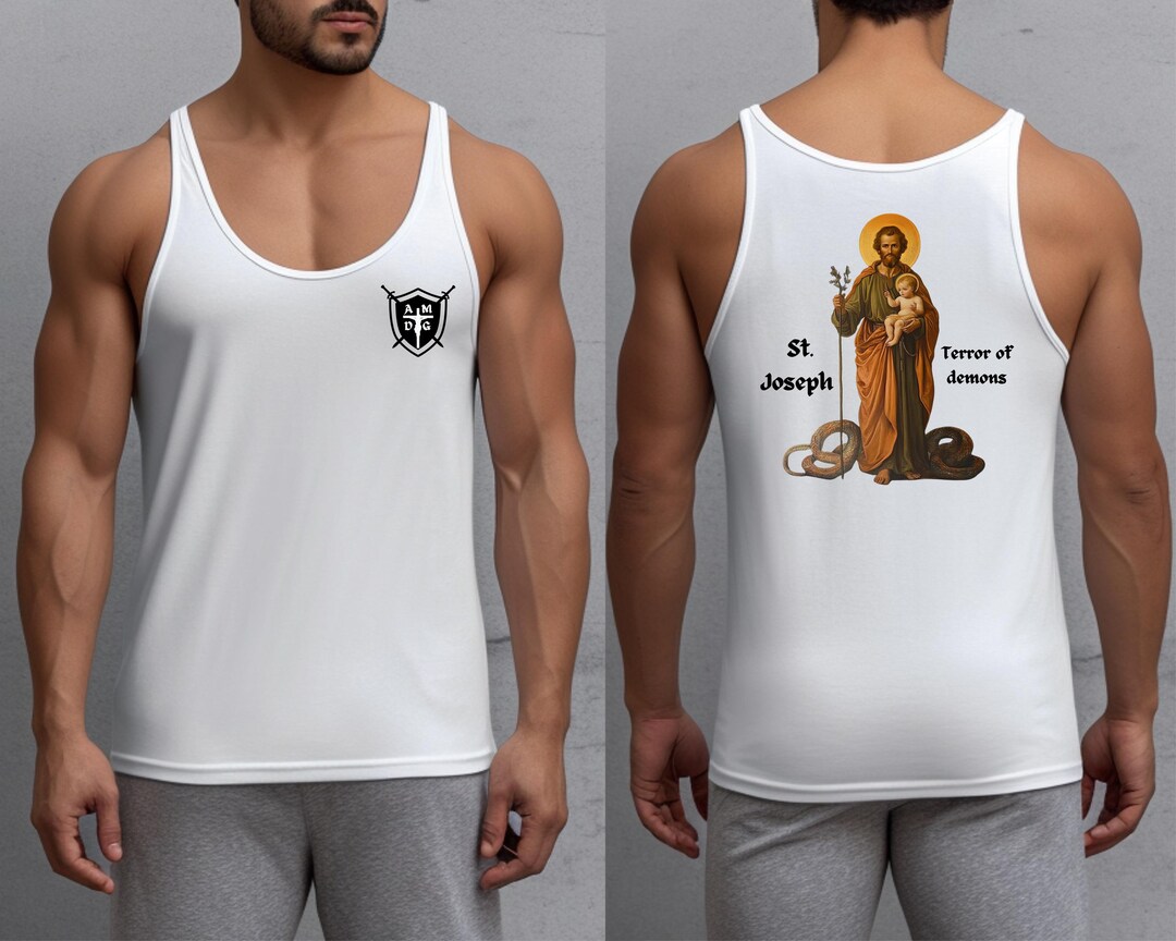 Catholic Men's Workout Tank St. Joseph, Religious Workout Tank ...