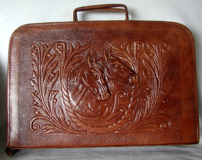 Fabulous Horse Motif Hand Tooled Vintage Briefcase - Etsy