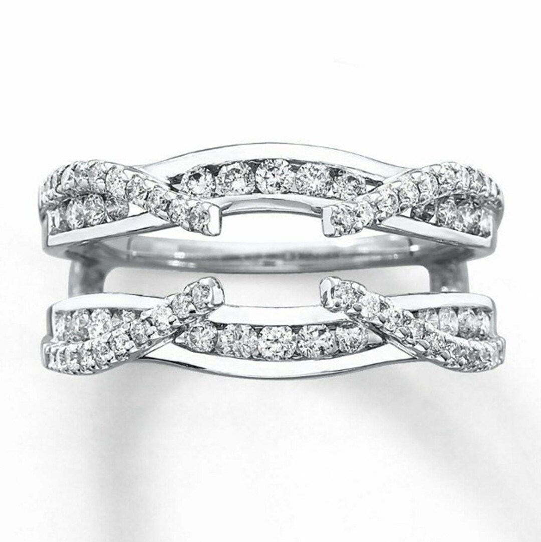Twisted Style Enhancer Band, Round Cut Moissanite Diamond Engagement ...