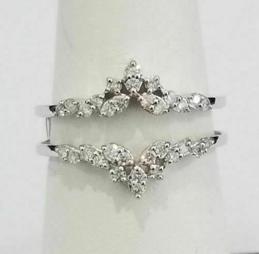 Unique Floral Inspire Enhancer Band, Round Cut Moissanite Diamond Wrap ...