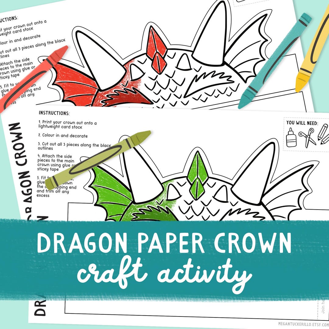 Dragon Crown Printable Craft. Dragon Party Craft Activity. Dragon ...