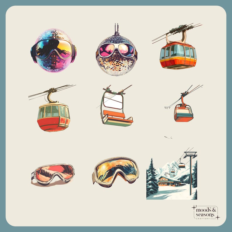 Vintage Après Ski Clipart, 50s Style Graphics (digital Download) - Etsy