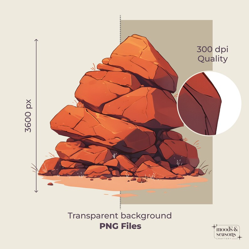 Colorful Cartoon Stone Clipart – 32 PNG Nature Elements (300 DPI ...