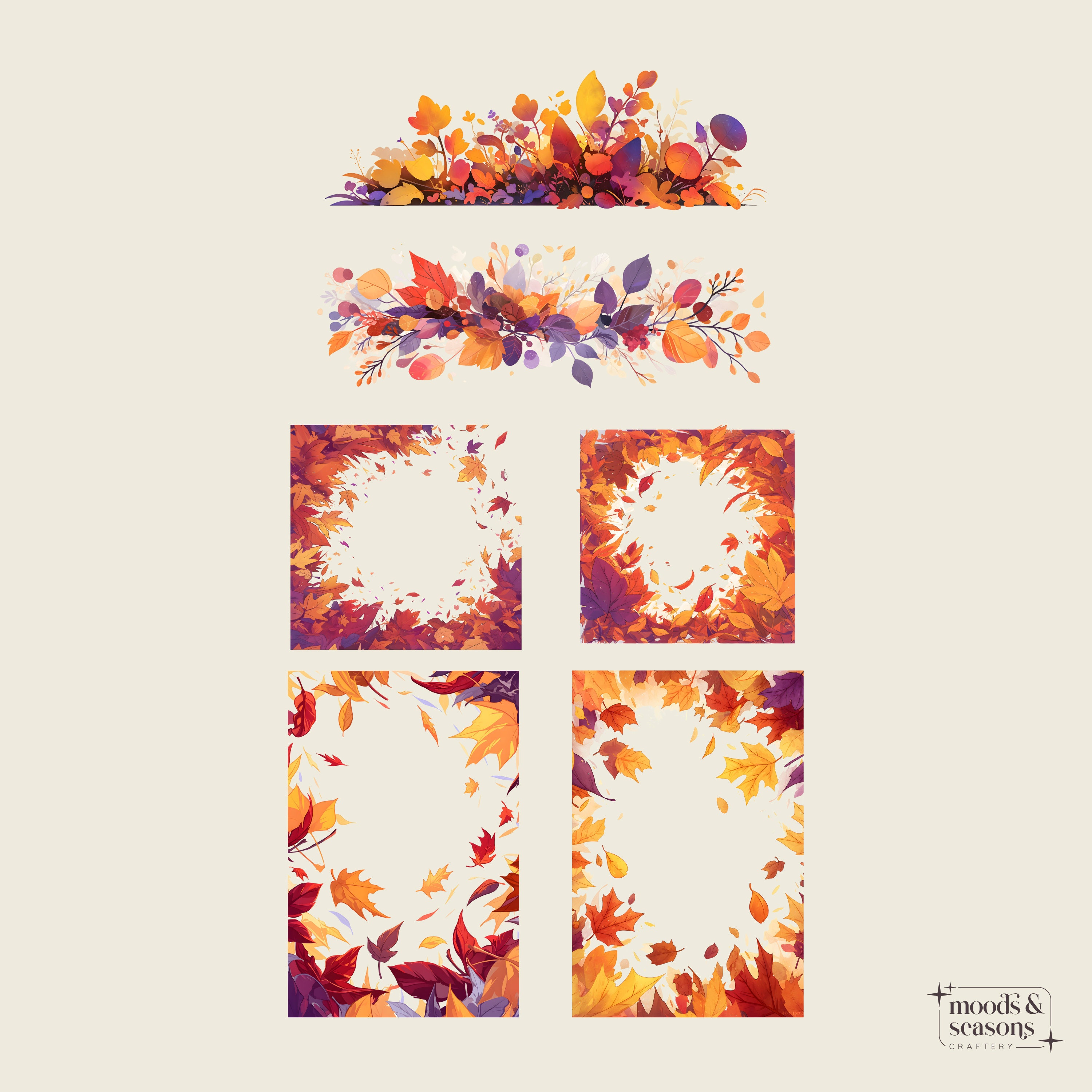 24 Autumn Leaves Cliparts - 300 DPI Png - for Planner - Wallart ...