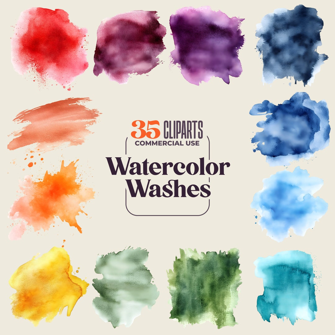 Watercolor Washes Clipart – 35 Painting Texture Pngs (digital Download ...
