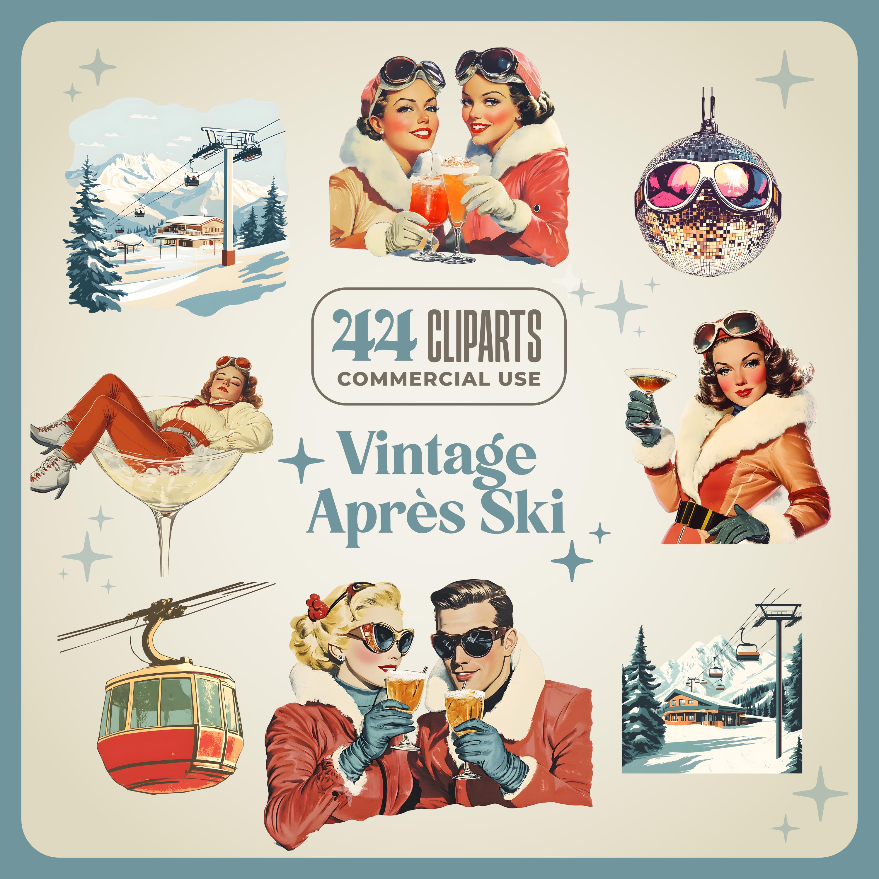 Vintage Après Ski Clipart, 50s Style Graphics (digital Download) - Etsy