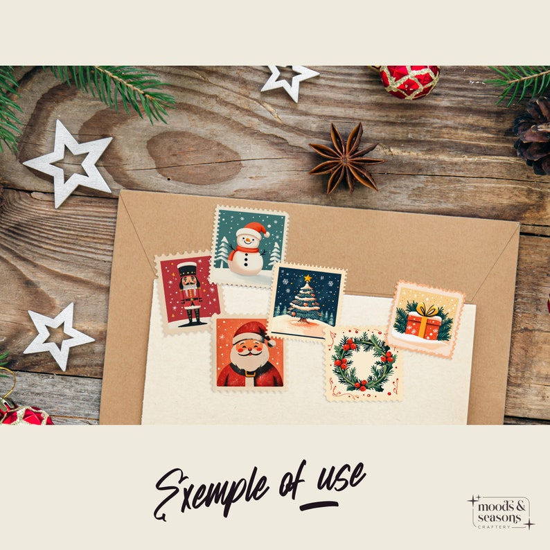 22 Christmas Stamps Clipart - 300 DPI - Vintage - Commercial Use ...