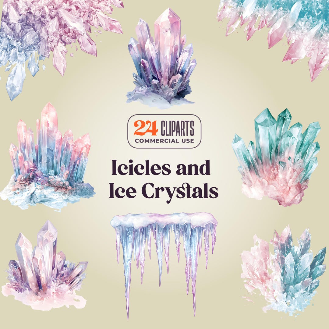 Pastel Icicles & Crystals Clipart - Winter Graphics (digital Download ...