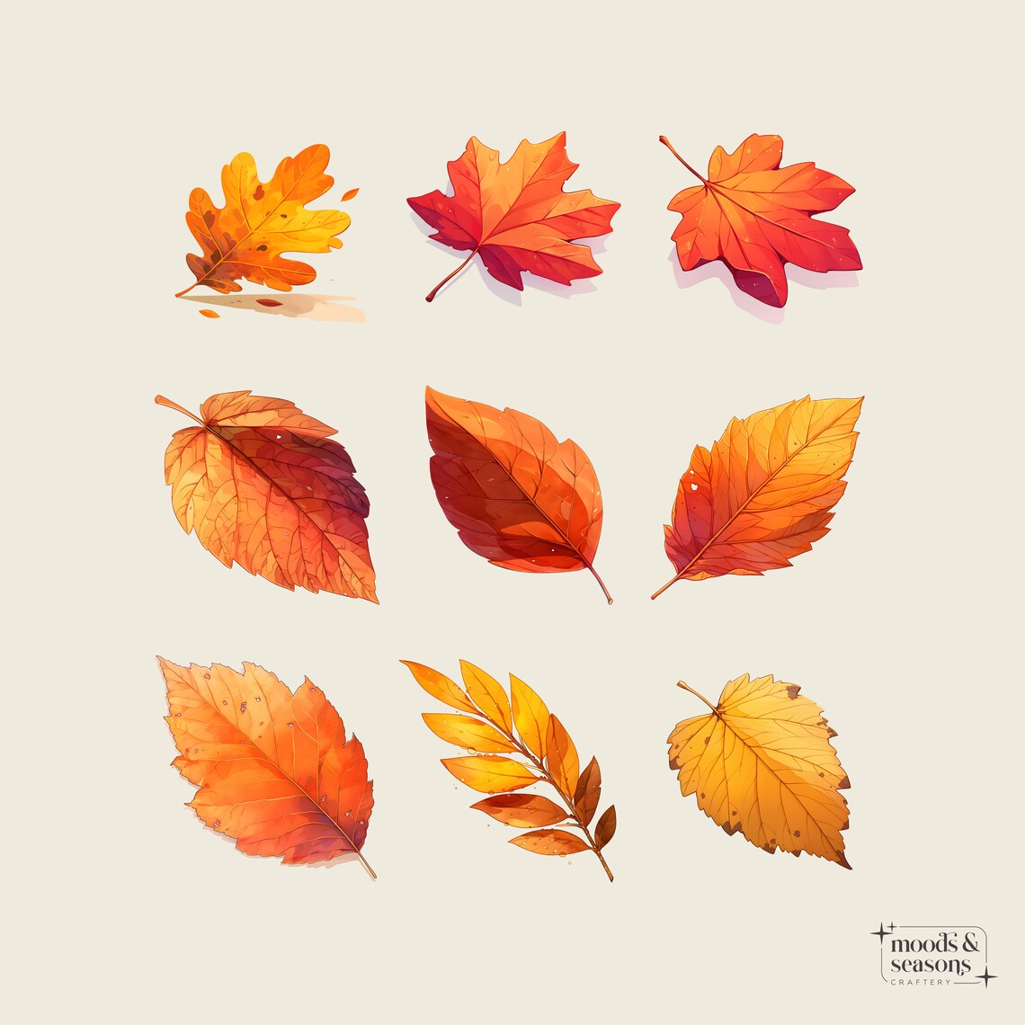Autumn Leaves Clipart – Fall Nature Graphics, Planner Journal (digital ...