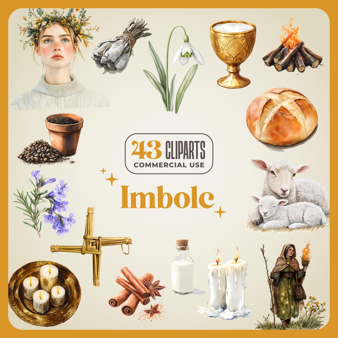 Imbolc Cliparts – Wiccan Pagan Traditions, Brigid Folklore (digital ...
