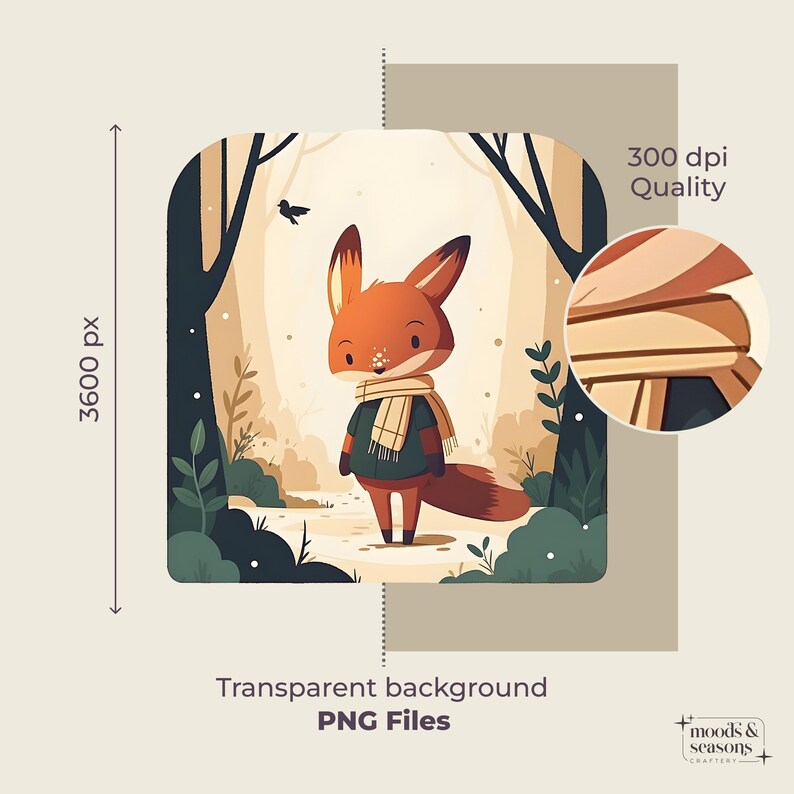 Cute Winter Woodland Animals Clipart – 300 DPI PNG (digital Download ...