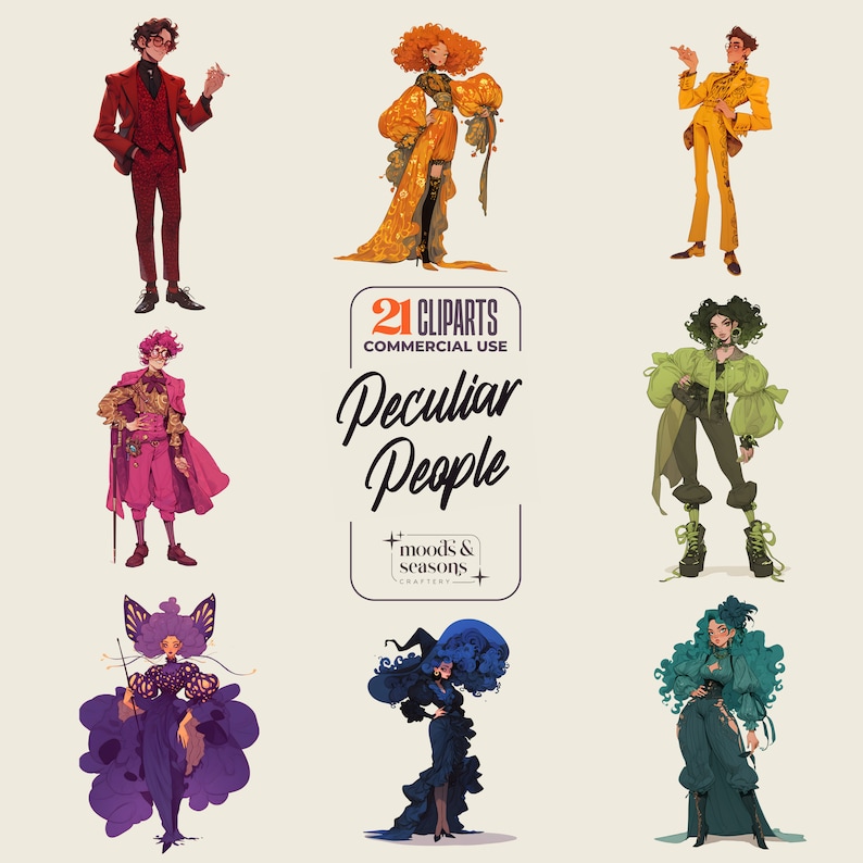 Quirky People Clipart – Cartoon Style PNG, Commercial Use (digital ...