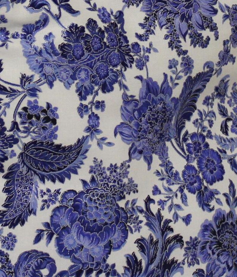 Blue Floral Fabric - Etsy