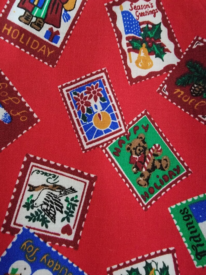 Christmas Postage Stamp Fabric - Etsy