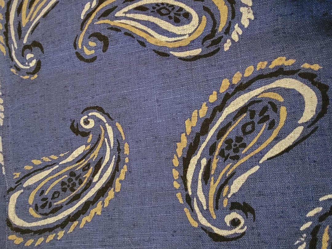 Navy Paisley Fabric - Etsy