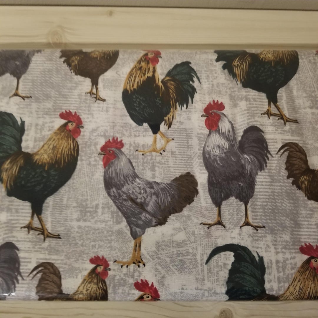White Rooster Fabric - Etsy