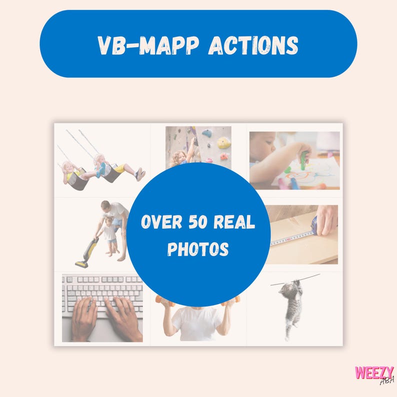 VB-MAPP Action Verb Flashcards | ABA Visual Aids (printable Pdf) - Etsy