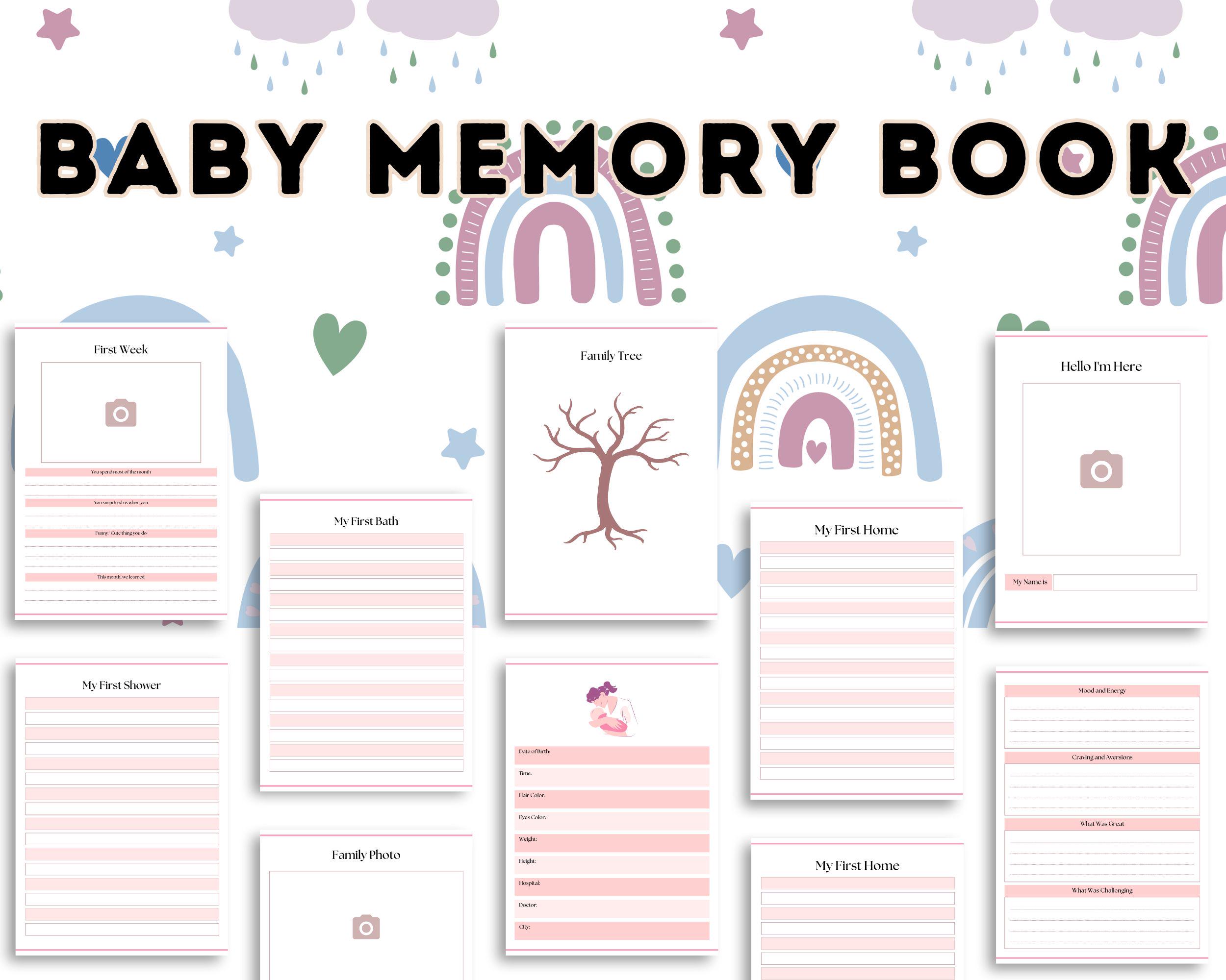Baby's First Memory Book Printable 64 Pages Digital Baby Memory Book ...