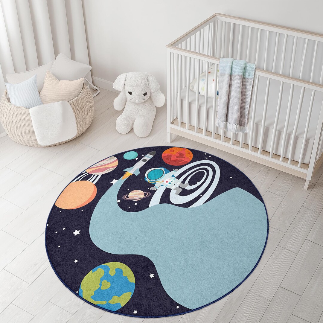 Space Adventure Milkyway Round Rug Kids Room, Circle Kids Room Rugs ...