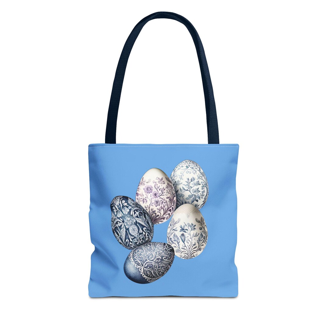 Easter Egg Tote Bag Blue Tones Shopping Book Spring Chicken Blue - Etsy