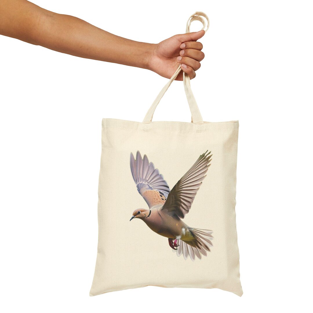 Mourning Dove Flying Cotton Canvas Tote Bag Bird Watcher Bird Watcher ...