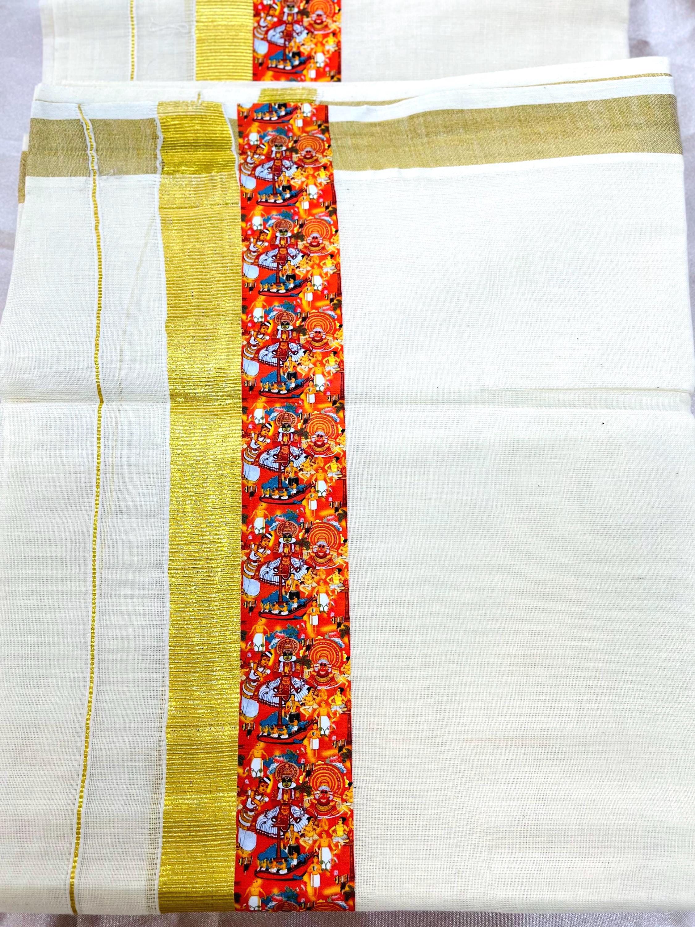 Kerala Onam Special Mural Mundu Combo – Ethnic Festival Wear- Mural Art ...