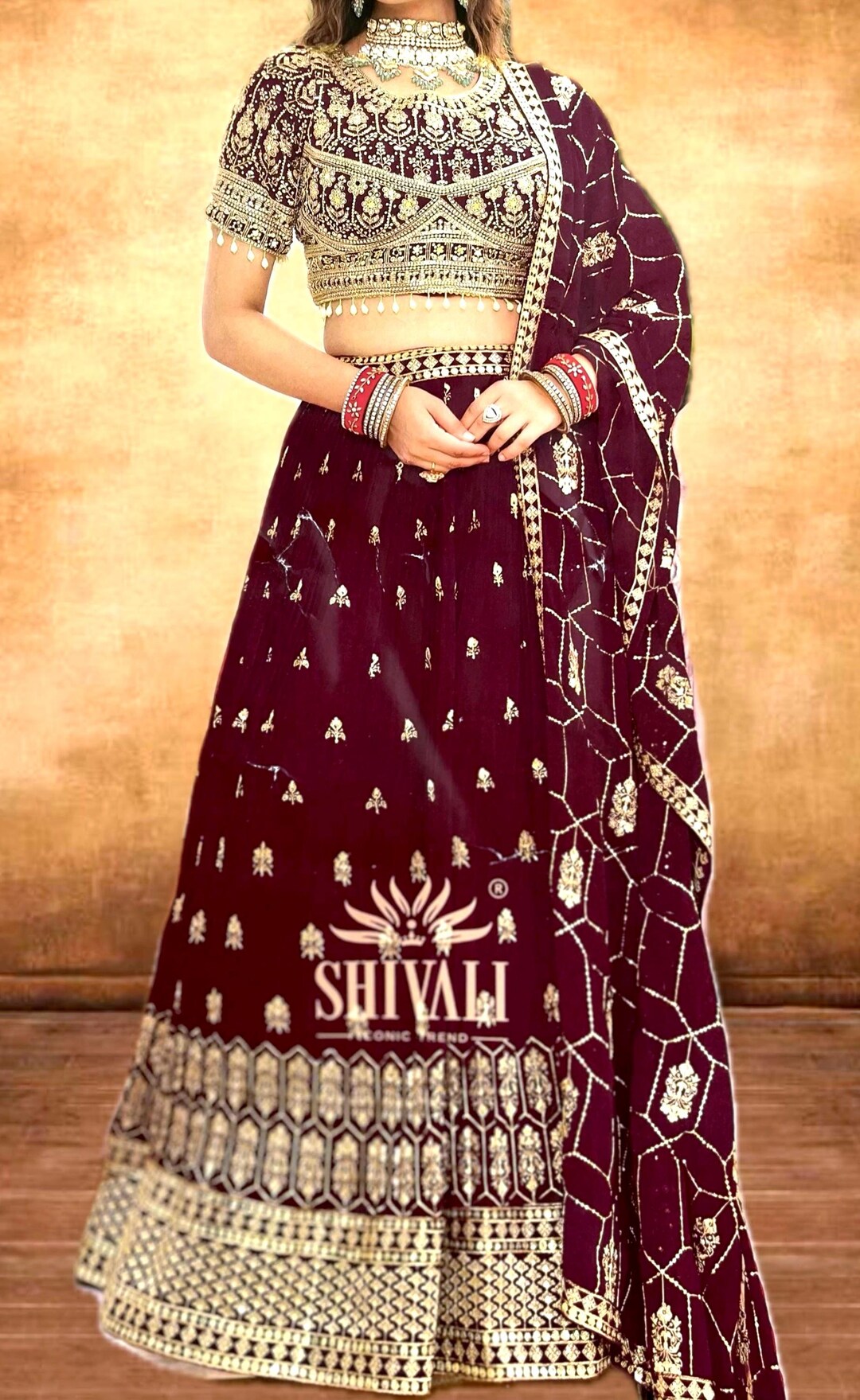 2XL Embroidered Lehenga Choli Set With Dupatta –indian Wedding Outfit ...