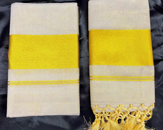 Tissue Set Mundu, Set Mundu With Blouse, Kerala Tissue Set Mundu ...