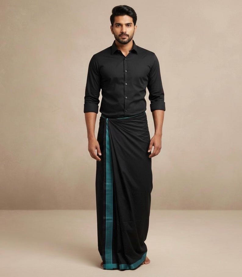 Men's Color Dhoti: Men’s Indian Dhoti, Color Cotton Dhoti, Black Dhoti ...