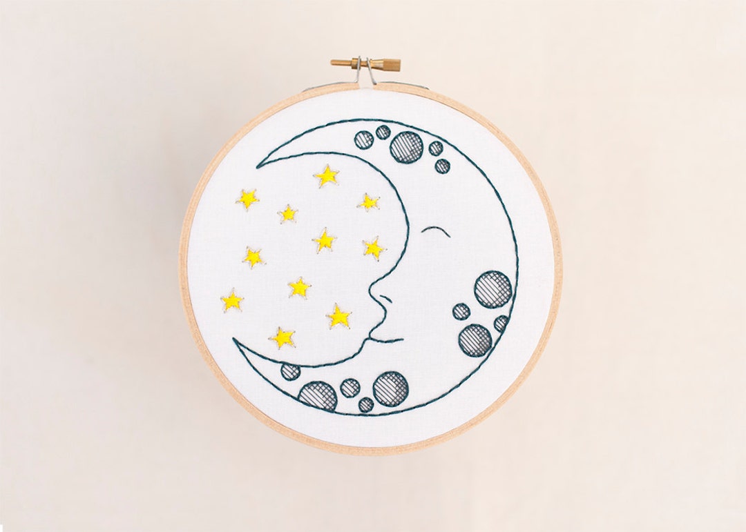 Sleepy Moon PDF Hand Embroidery Pattern - Etsy
