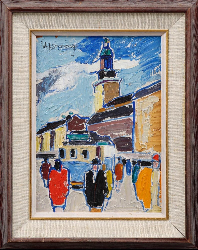 Vintage Original Mid-century Modern Swedish Street Scene - "gothenburg ...