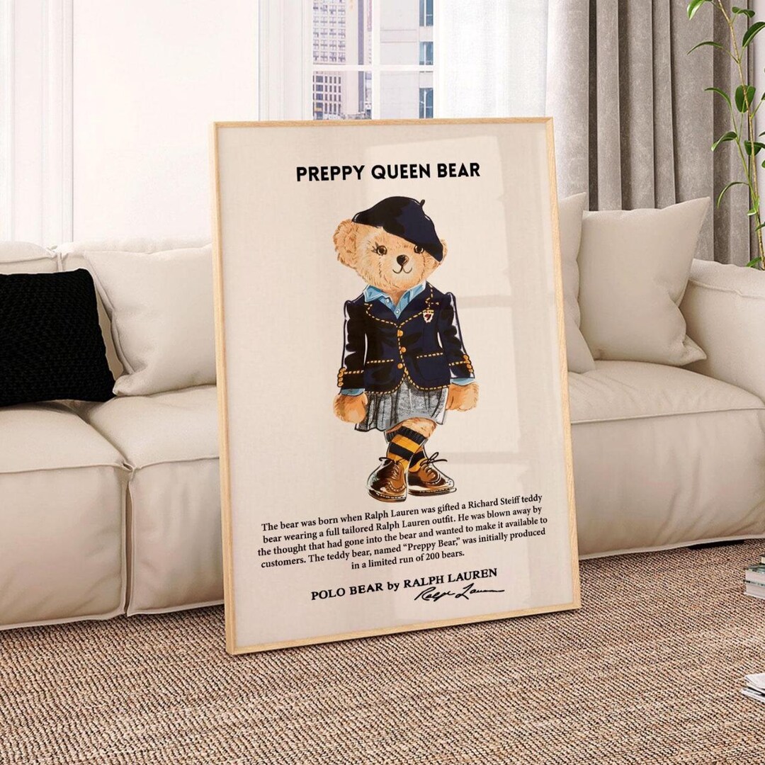 Vintage Fashion Magazine Poster Polo Bear Wall Art Ralph Lauren Poster ...