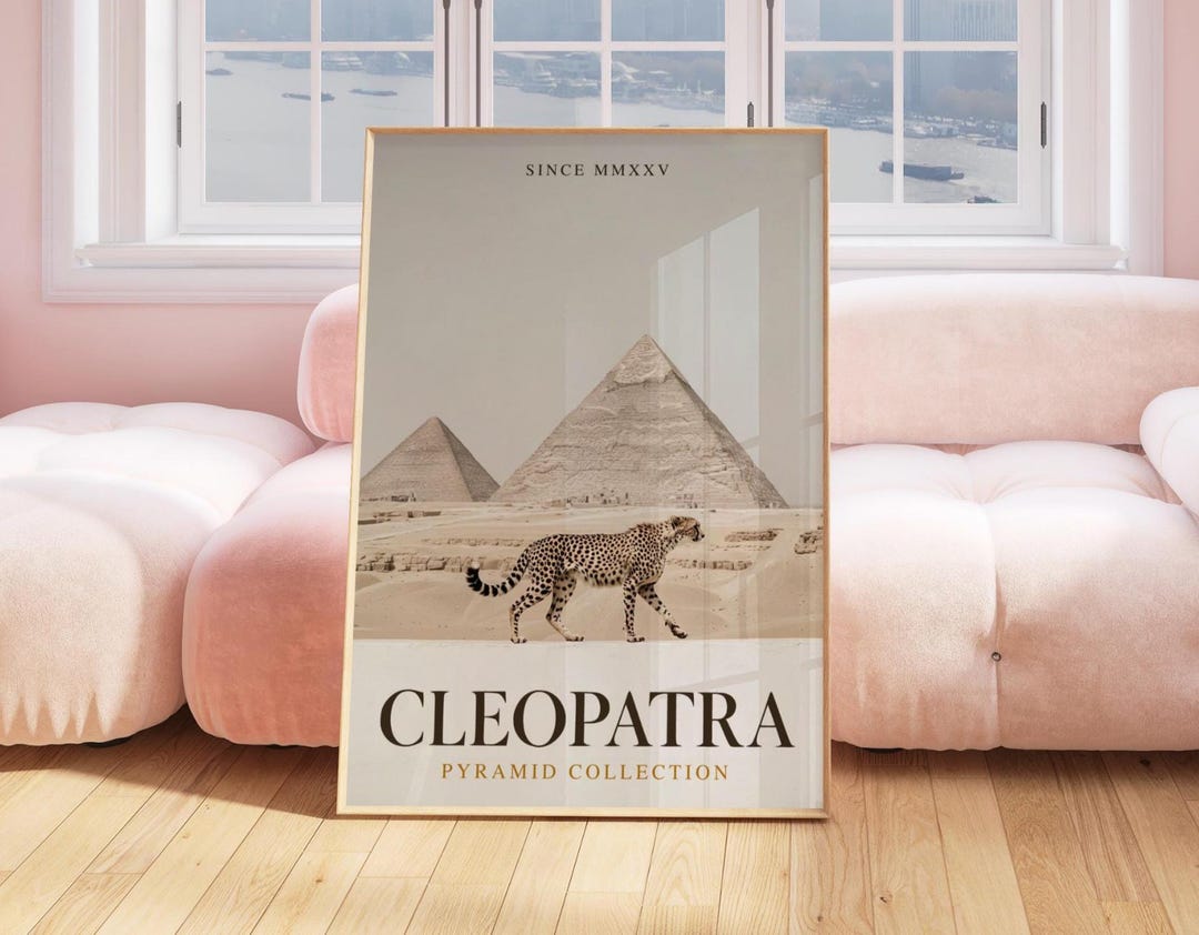 Cleopatra Pyramid Fashion Print: Vintage Egypt Cheetah Wall Art ...
