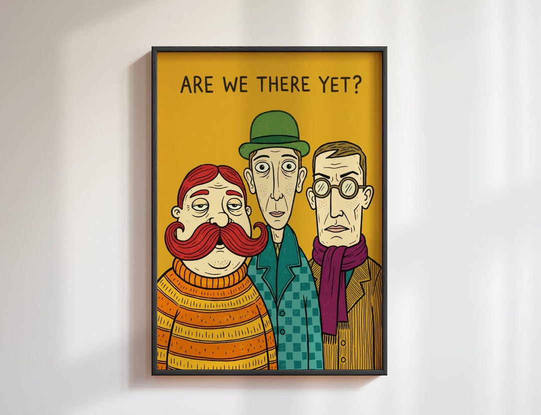 Three Men Portrait Print: Funny Quote Poster, Eclectic Retro Wall Art ...