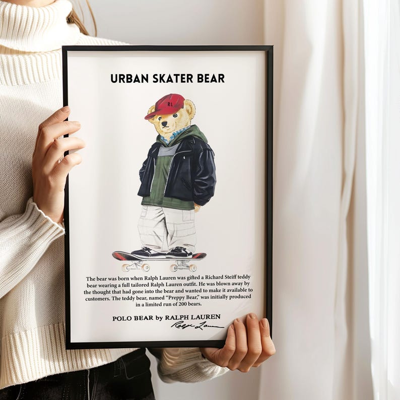 Vintage Fashion Magazine Poster Polo Bear Wall Art Retro Fashion Wall ...