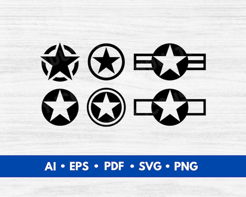 Retro Military Star SVG Bundle, Army Air Force Star Roundel Clipart ...