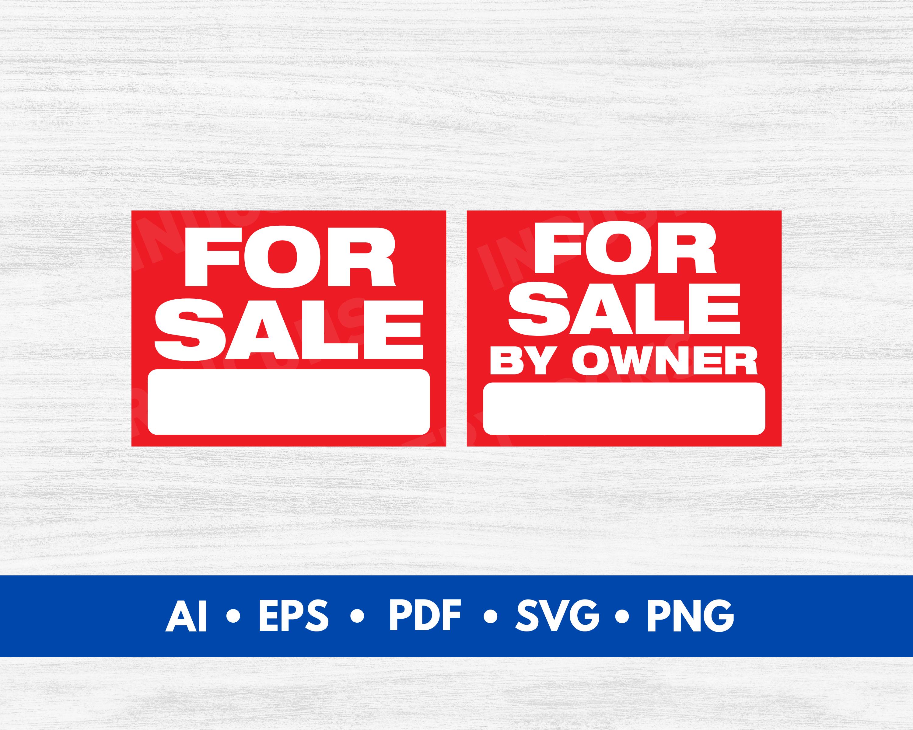 For Sale Signs Vector, for Sale Signs Cut File, for Sale by Owner Sign ...