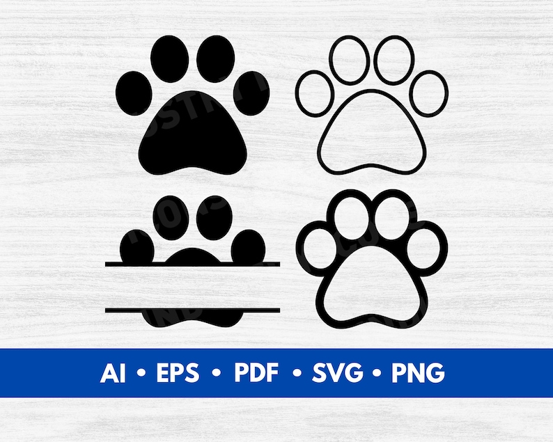 Cat Paw Print Vector, Cat Paw Prints Cut File, Cat Foot Trail SVG, Cat ...
