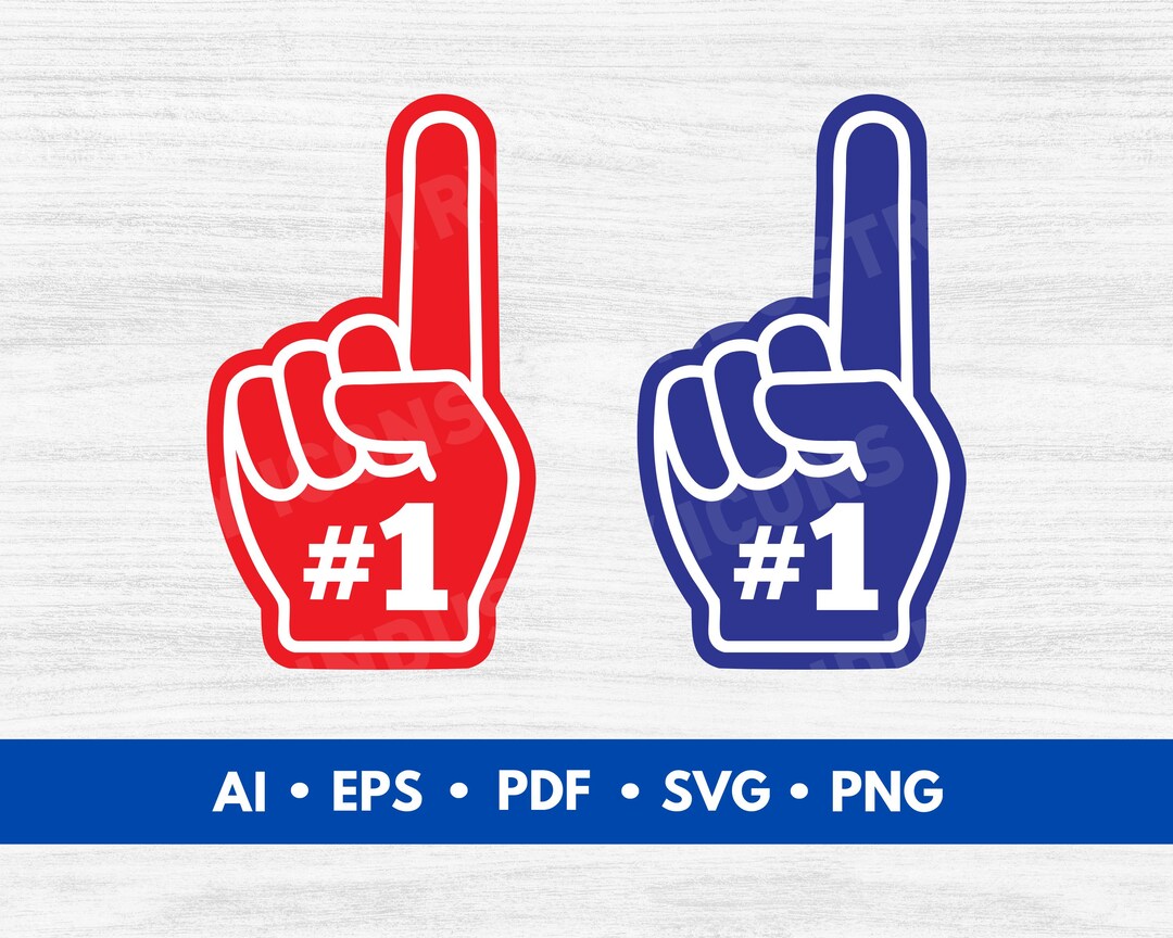 Number One Sports Fan Foam Hand SVG, Sports Foam Finger Vector, Team ...
