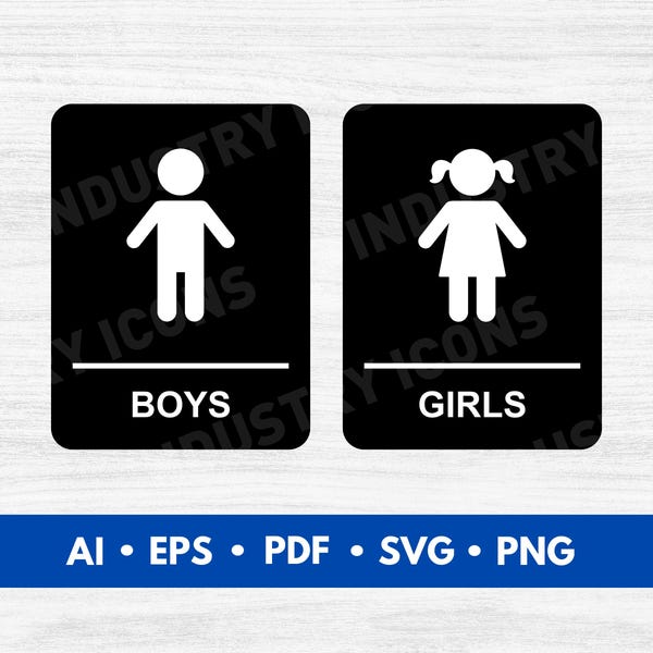 Boys and Girls Bathroom Signs - Etsy