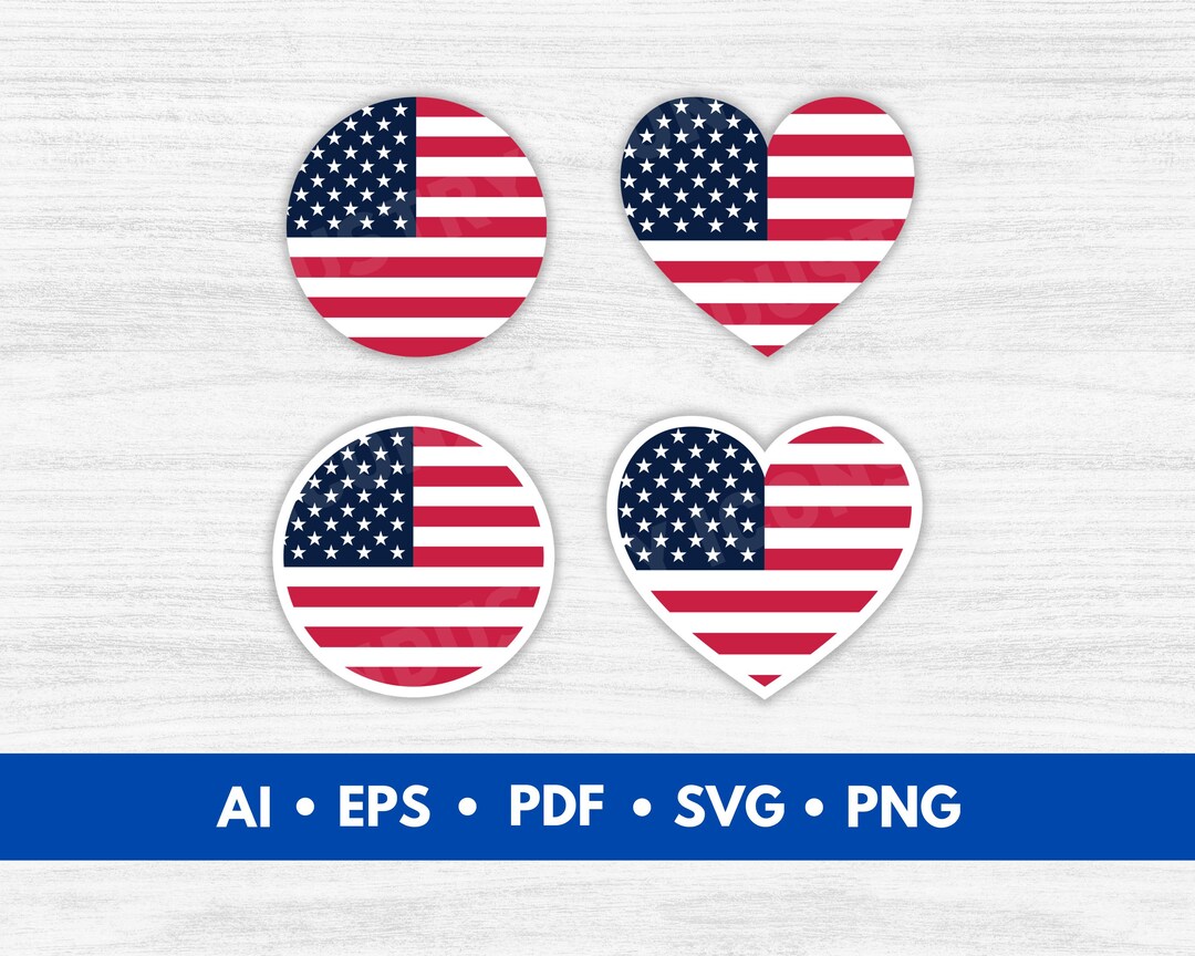 USA Flag Circle Heart Shapes Vector, American Flag Shapes Clip Art, USA ...