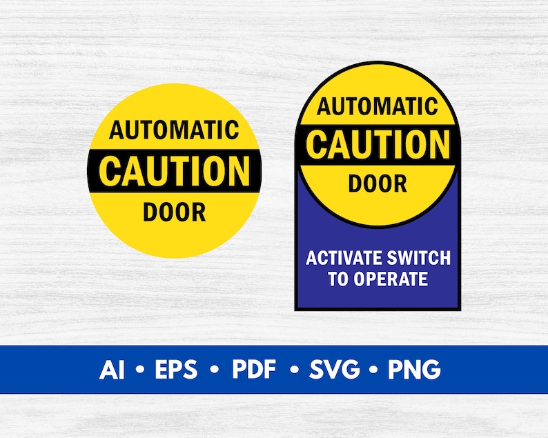 Caution Automatic Door Vector, Automatic Door Decals Design, Automatic ...