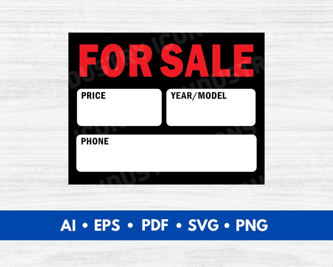 Car for Sale Sign Vector, for Sale Sign SVG, Car for Sale Sign ...