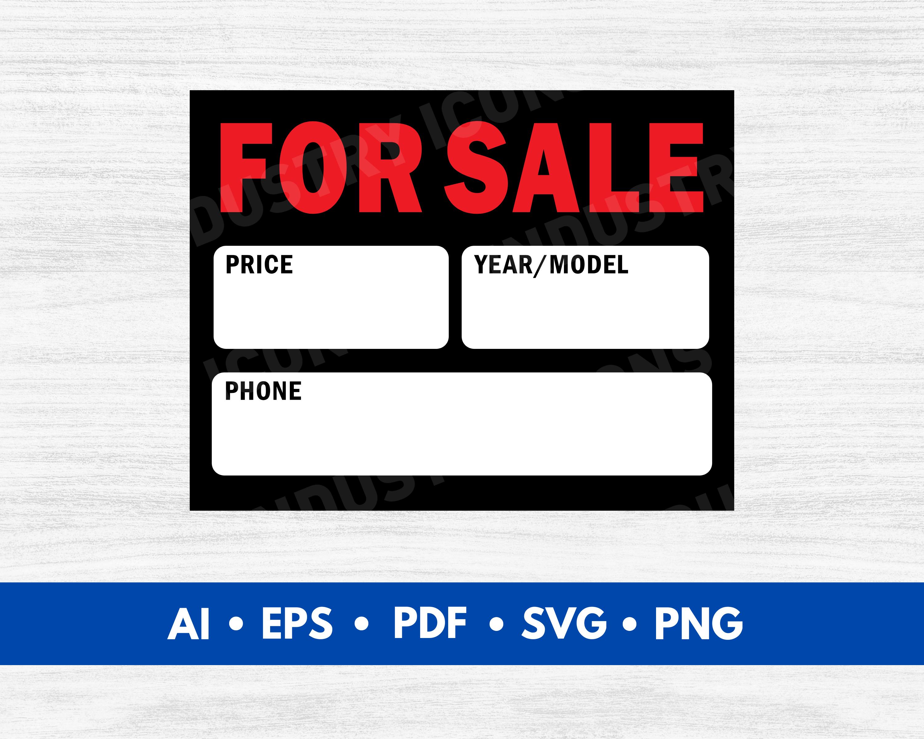 Car for Sale Sign Vector, for Sale Sign SVG, Car for Sale Sign ...