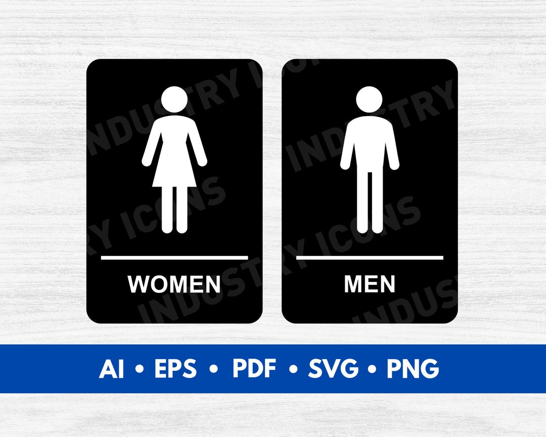Mens & Womens Restroom Signs Vector Set, ADA Bathroom Symbols SVG Cut ...