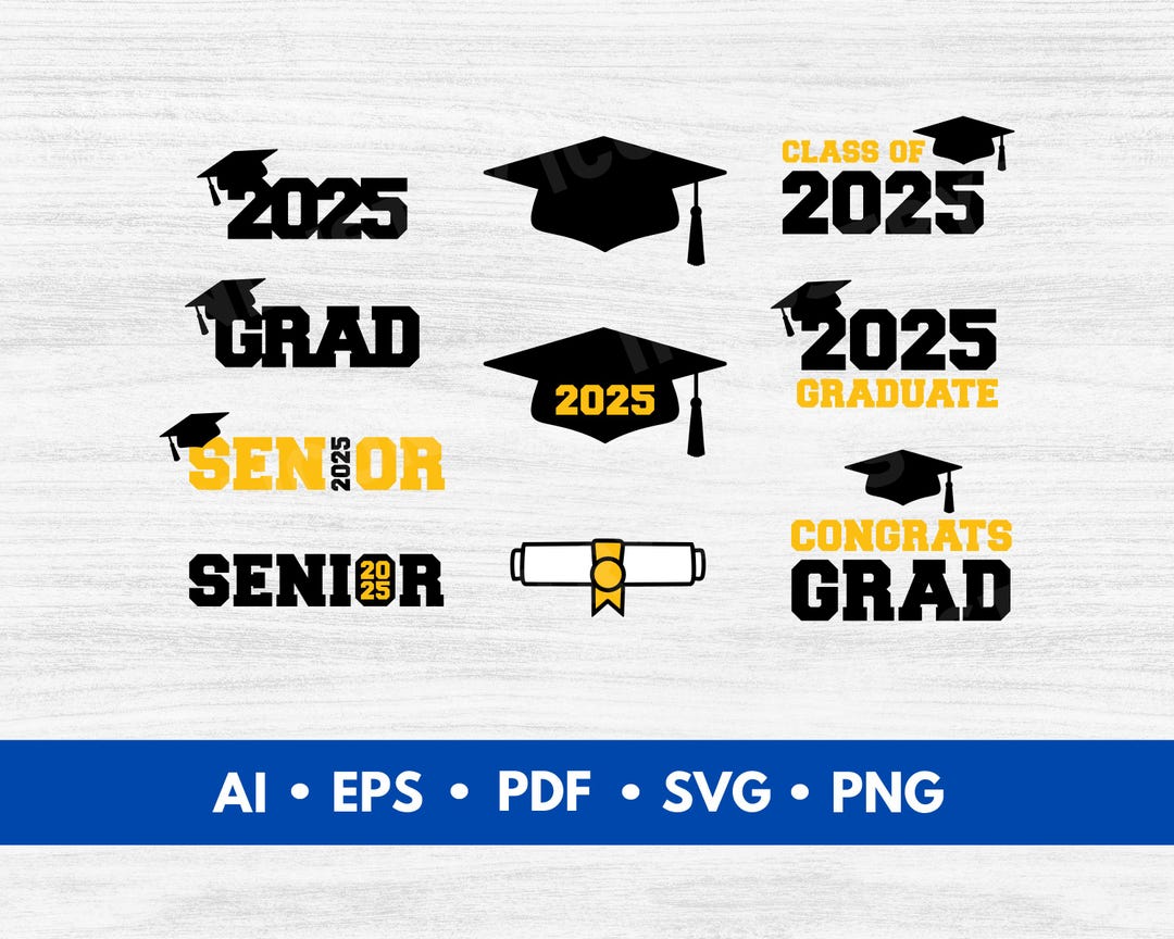 2025 Graduation Vector Bundle, Graduation Clip Art, Graduate Cap ...