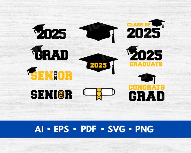 2025 Graduation Vector Bundle, Graduation Clip Art, Graduate Cap ...